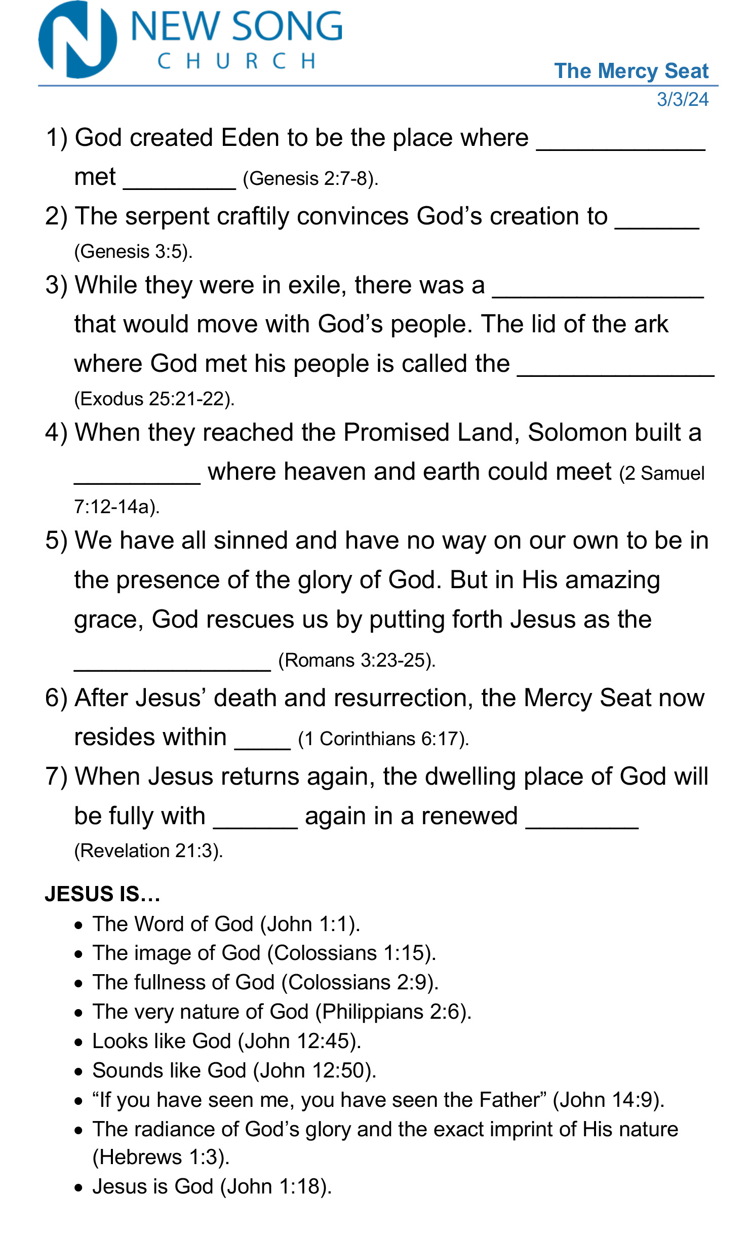 Weekly Sermon Notes